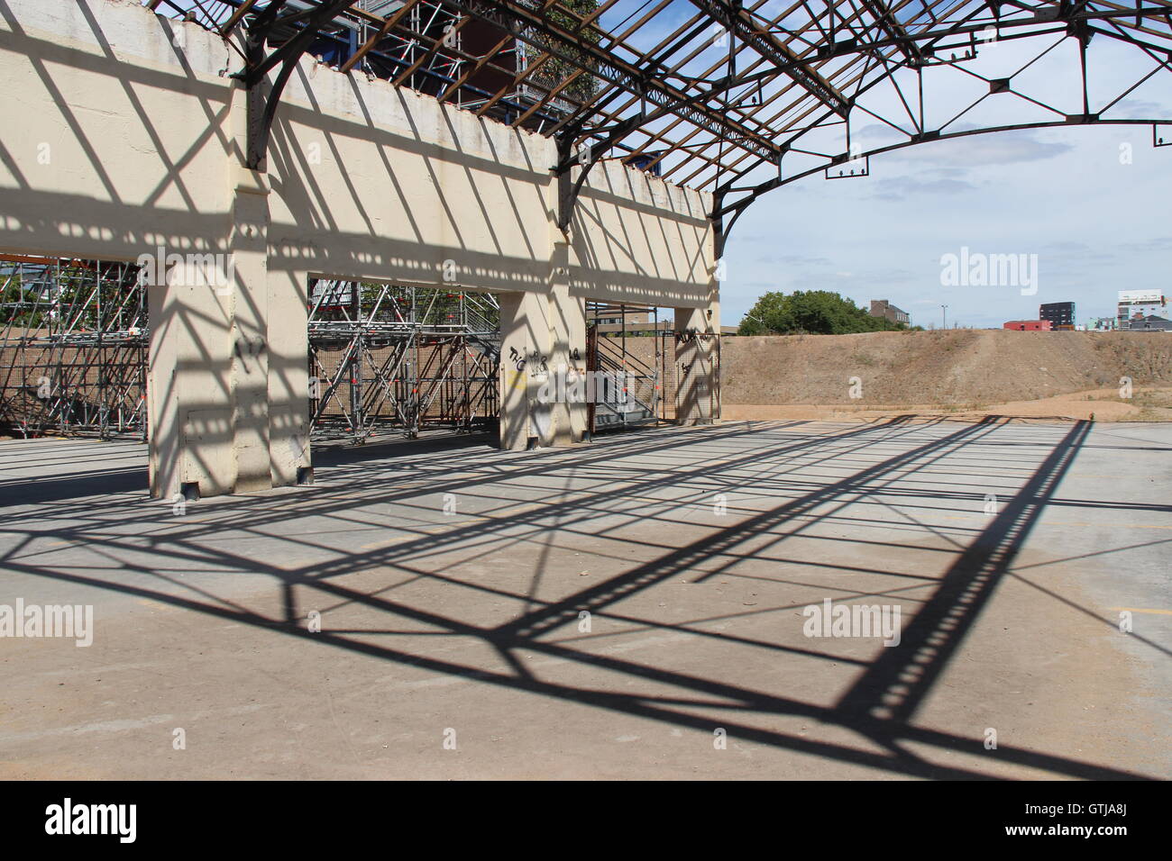 The metal framework of an abandoned industrial building in Nantes ...