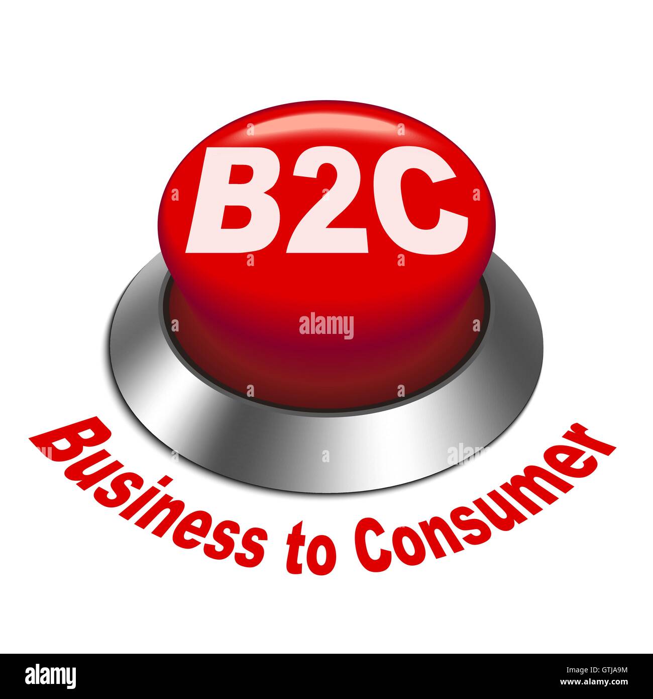 3d illustration of b2c ( business to consumer ) button isolated white background Stock Vector ...