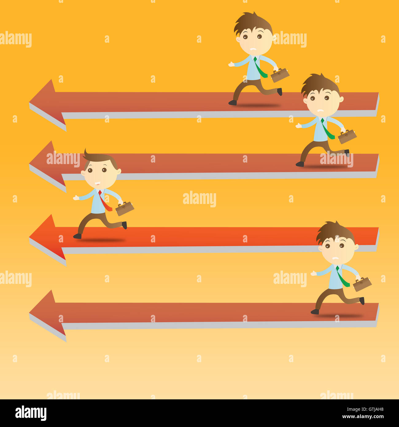 Businessman running on arrow, concept Stock Photo - Alamy