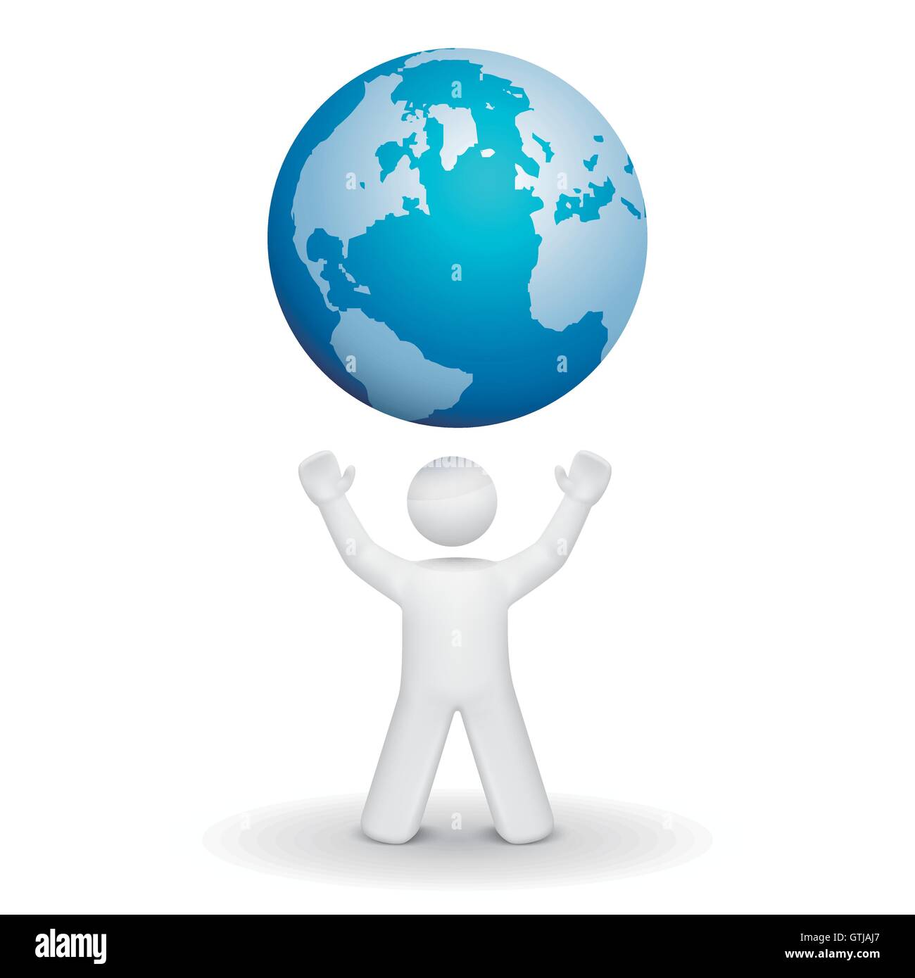 3d person looking up at a global isolated white background Stock Vector ...