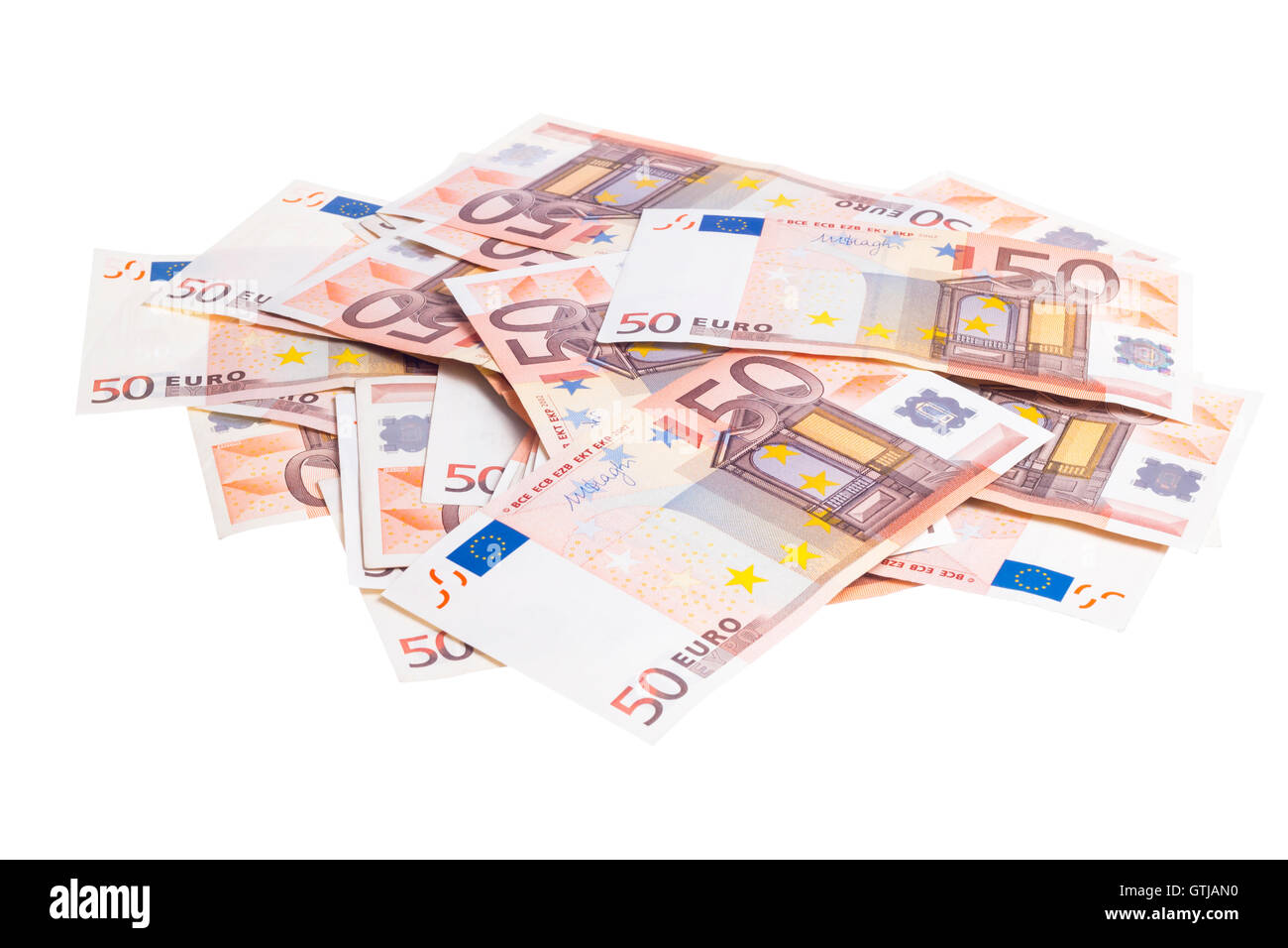 Group of fifty euro notes isolated on white background Stock Photo - Alamy
