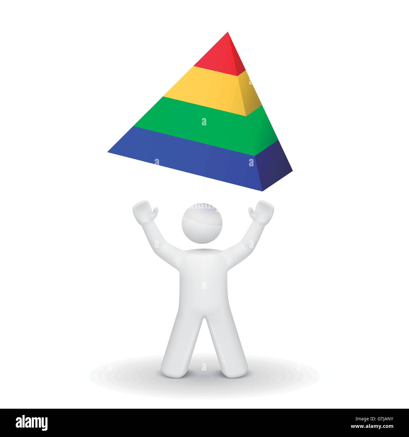 3d person looking up at a pyramid model isolated white background Stock ...