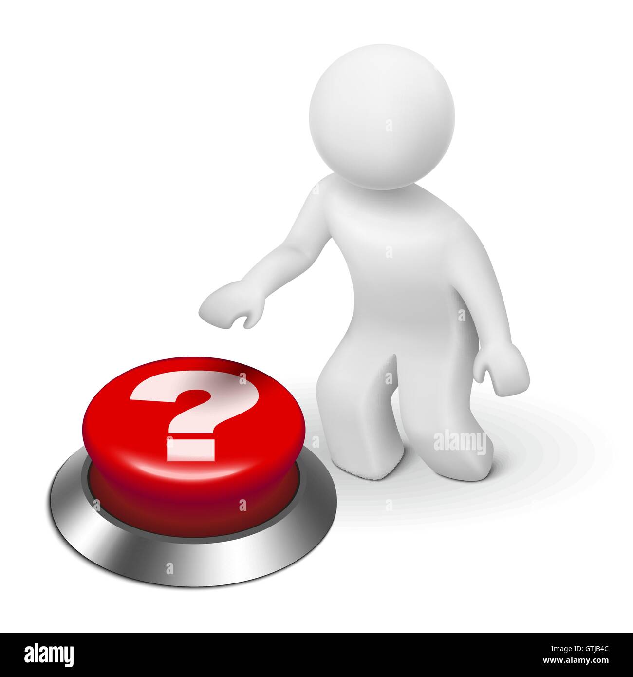 3d man is pushing the question mark button isolated white background ...