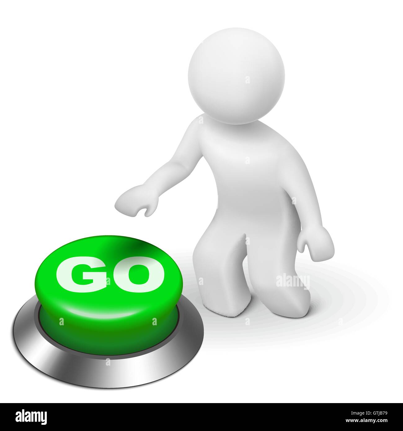 3d man is pushing the GO button isolated white background Stock Vector ...