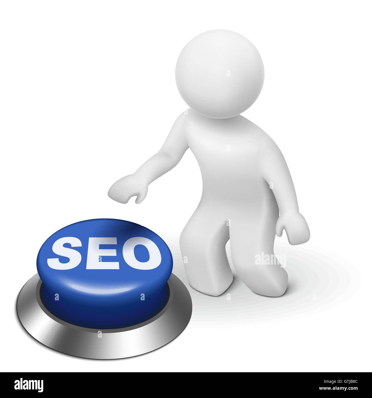 3d man is pushing the "SEO" button isolated white background Stock ...