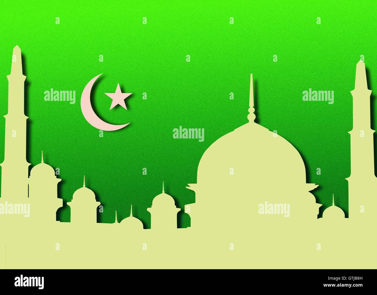 Mosque with moon and stars Stock Photo - Alamy