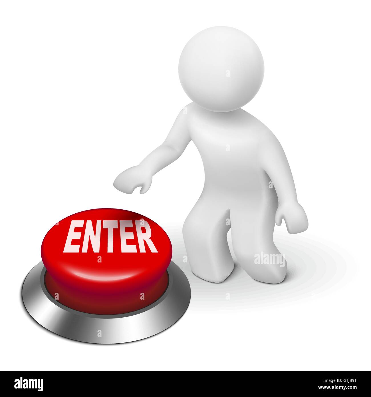 3d man is pushing the "ENTER" button isolated white background Stock ...