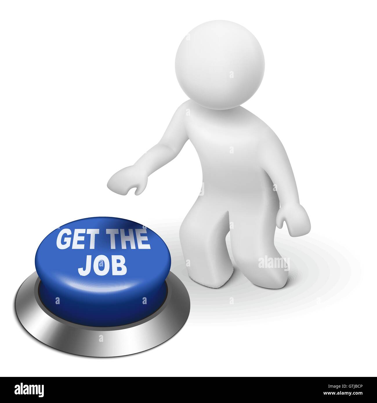 3d man is pushing the "get the job" button isolated white background ...