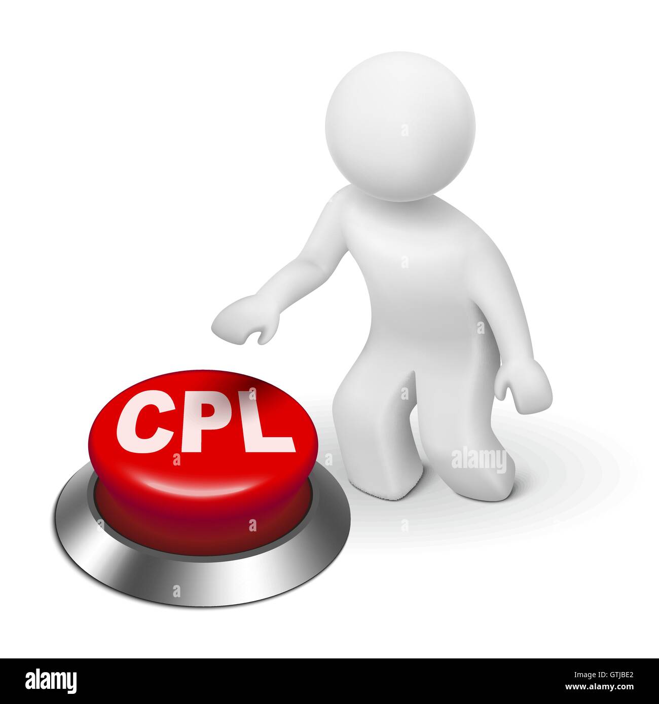 3d man with cpl cost per lead button isolated white background Stock ...
