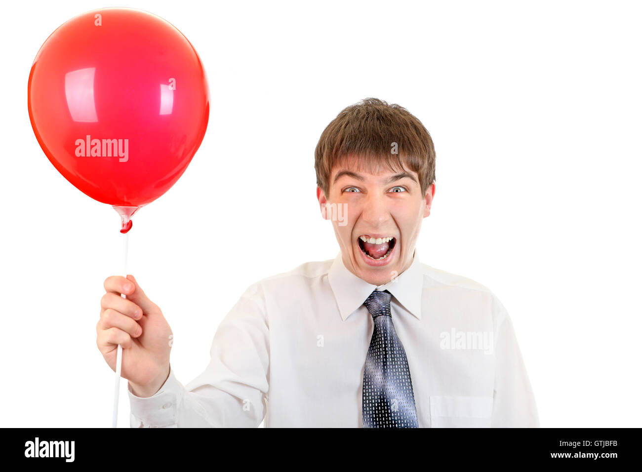 Young Man with Red Ball Stock Photo - Alamy