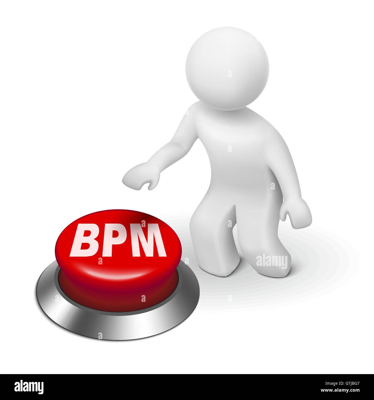 3d man with bpm business process management button isolated white ...