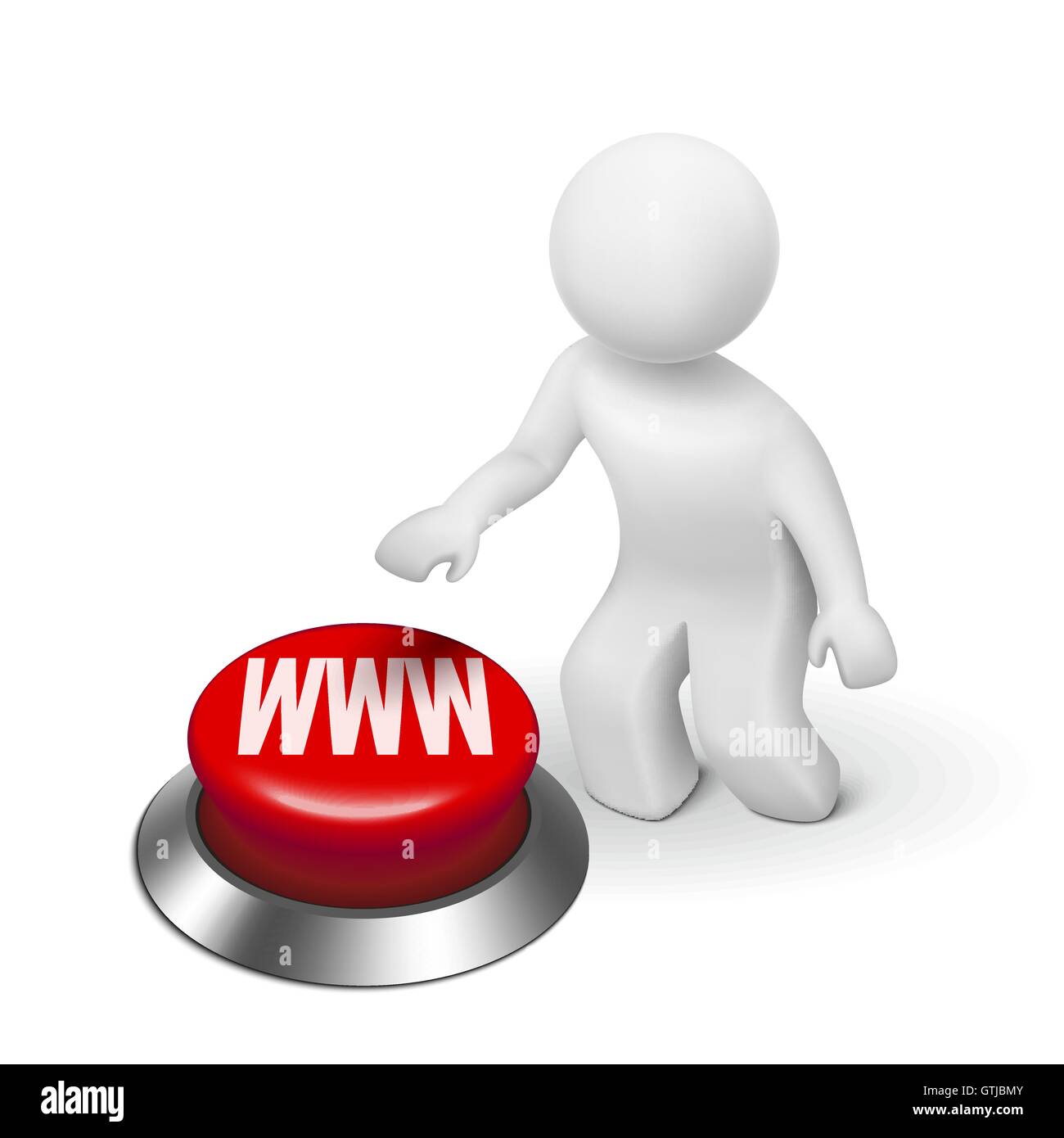 3d man with WWW ( World Wide Web ) button isolated white background ...