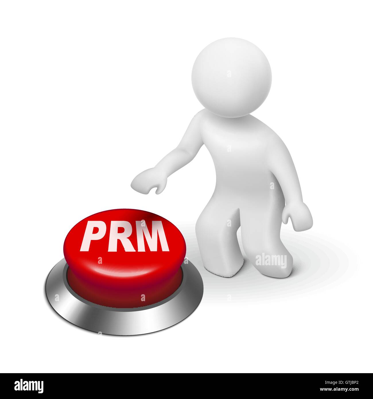 3d man with prm ( partner relationship management ) button isolated ...