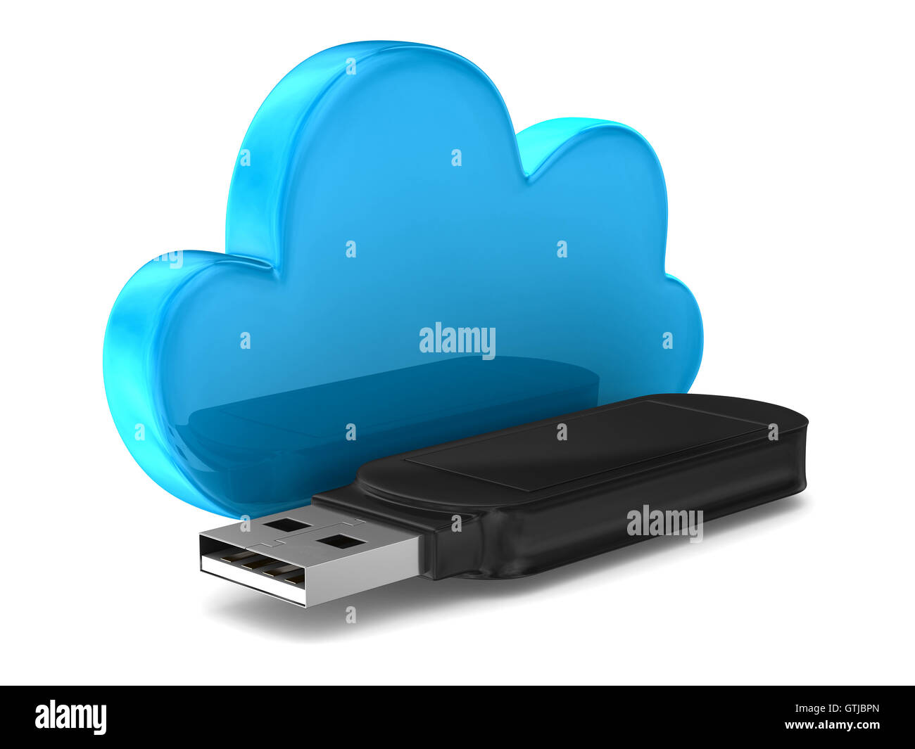 usb flash drive and cloud on white background. Isolated 3D image Stock ...
