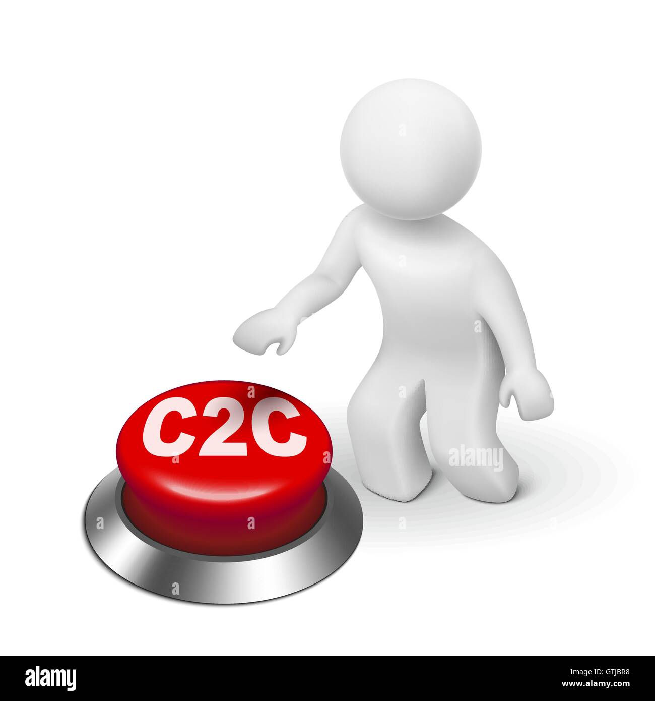 3d man with c2c client to client button isolated white background Stock ...