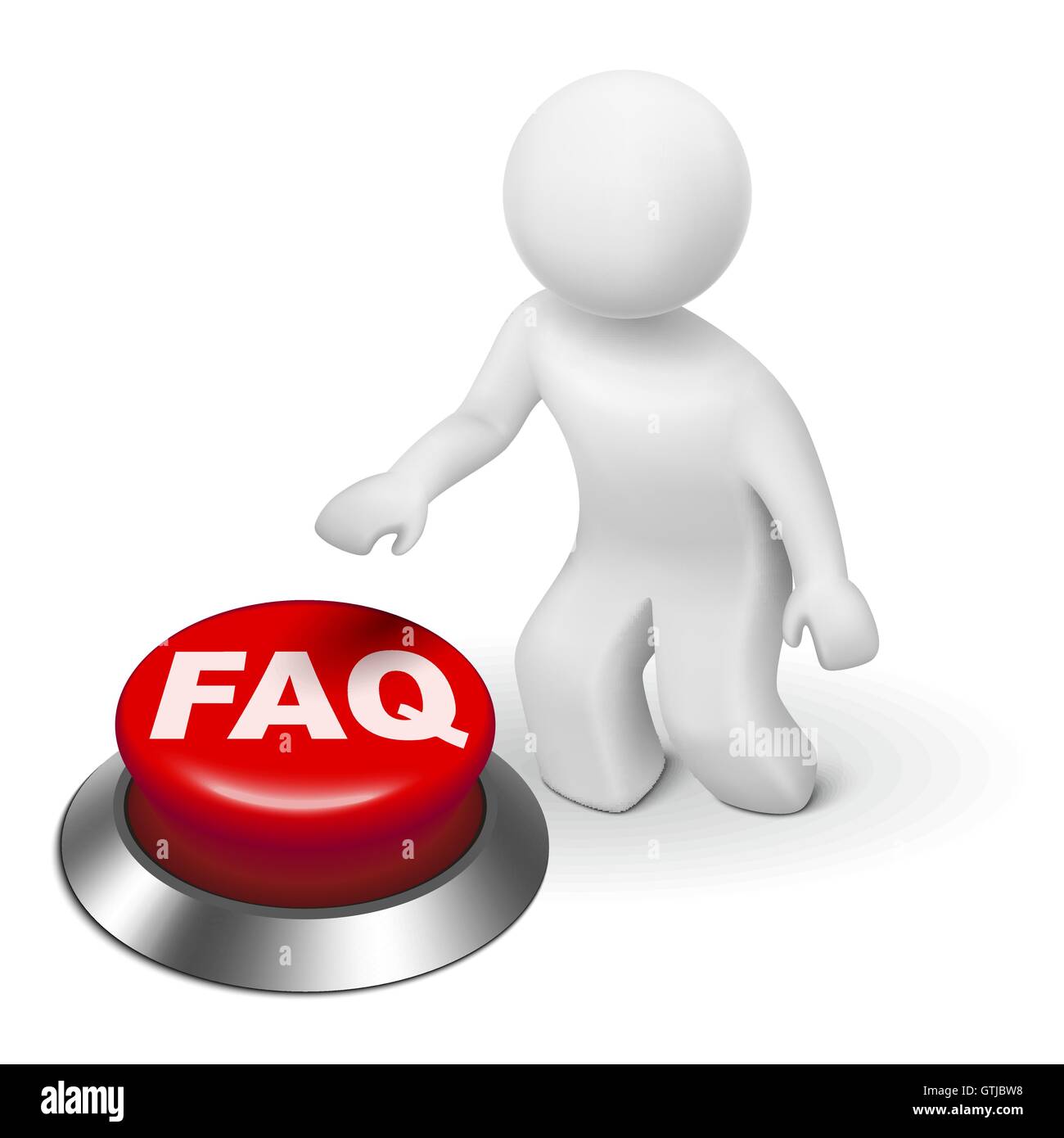 3d man is pushing the FAQ button isolated white background Stock Vector ...