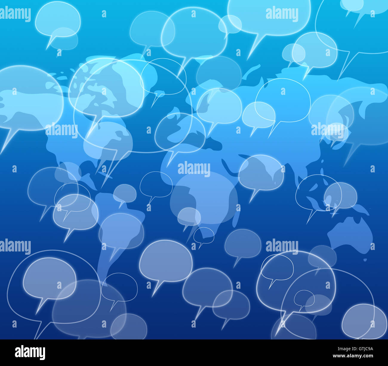 Comment button on world map background Stock Photo - Alamy