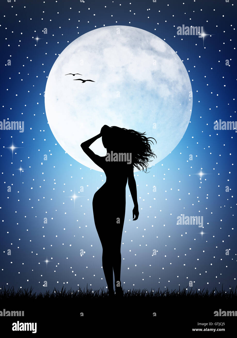 Love Couple In Moonlight High Resolution Stock Photography and Images ...