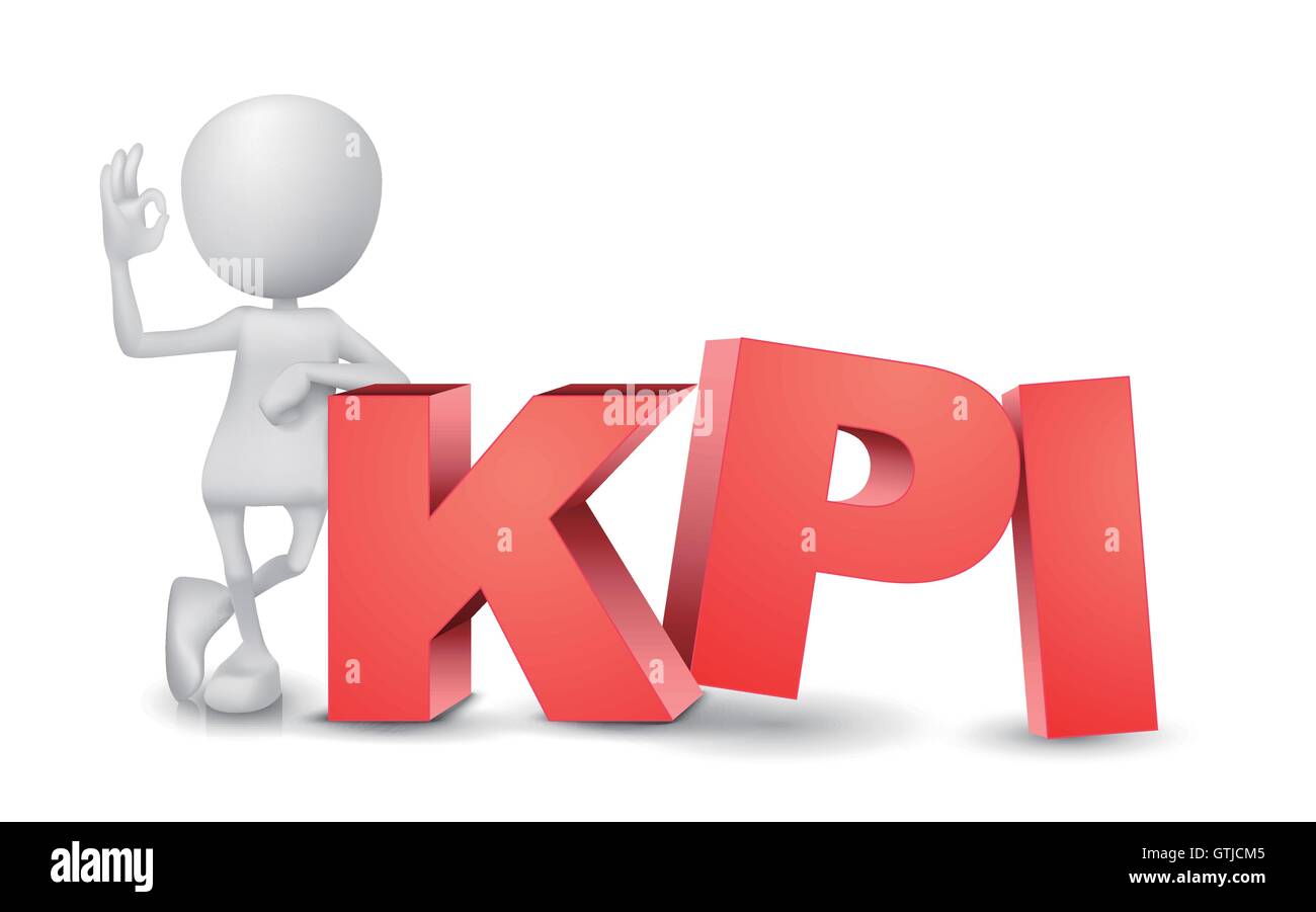 3d man showing okay hand sign with a word "KPI"( Key Performance ...