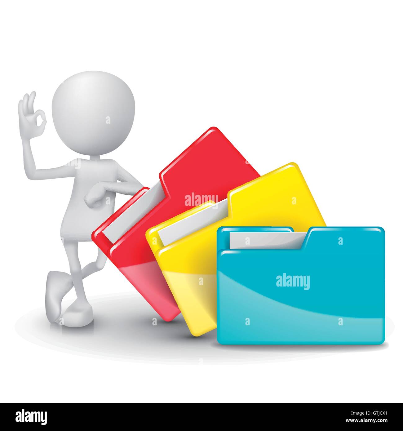 3d man folder yellow document human file Stock Vector Images - Alamy