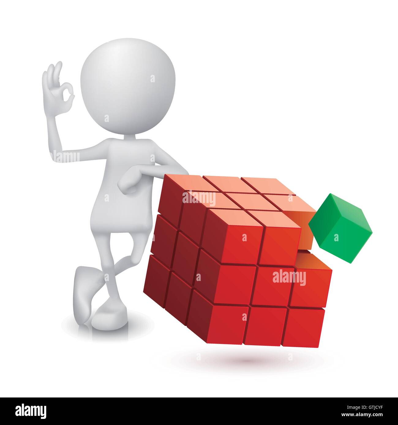 3d man showing okay hand sign with boxes Stock Vector Image & Art - Alamy