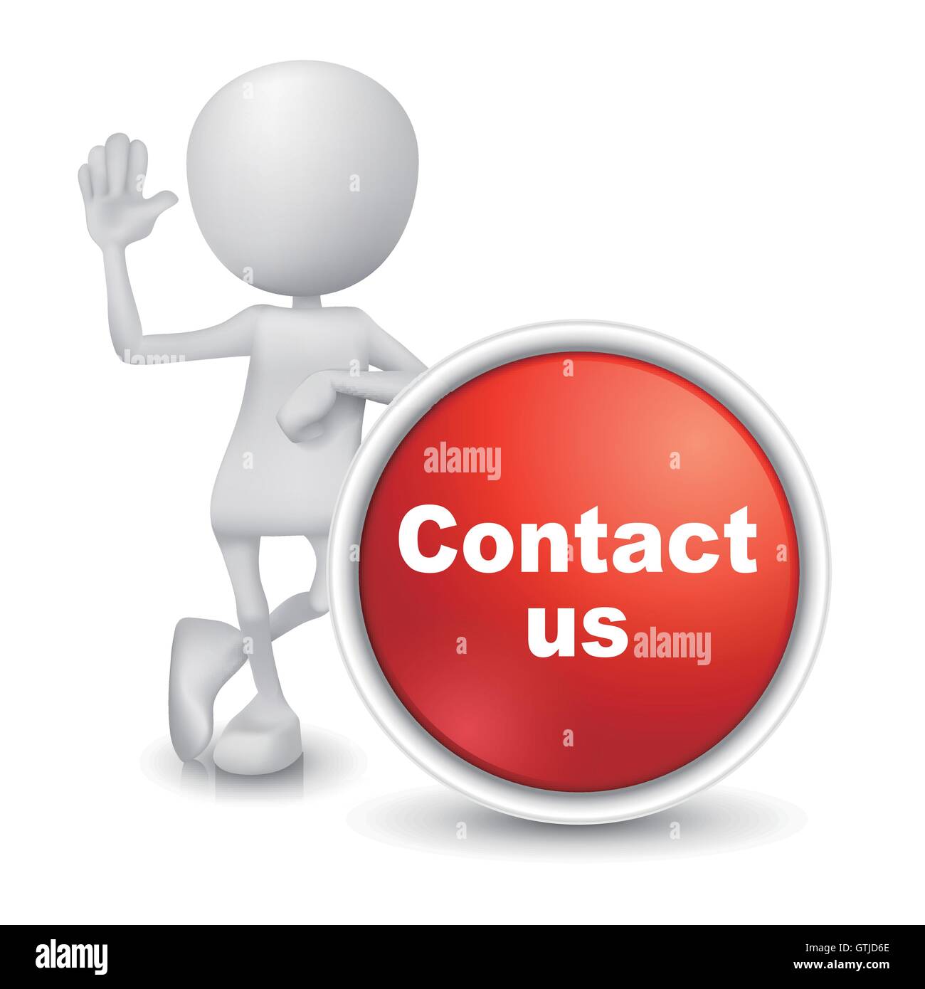 3d person with a "contact us" button Stock Vector Image & Art - Alamy