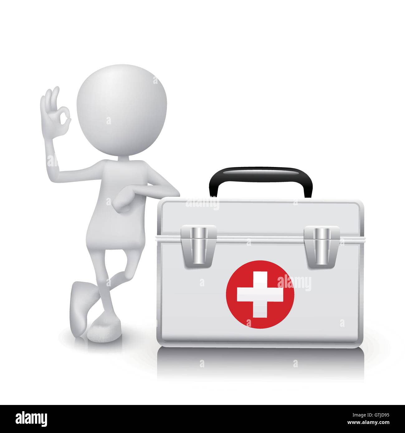 3d man showing okay hand sign with a Medicine cabinet Stock Vector ...