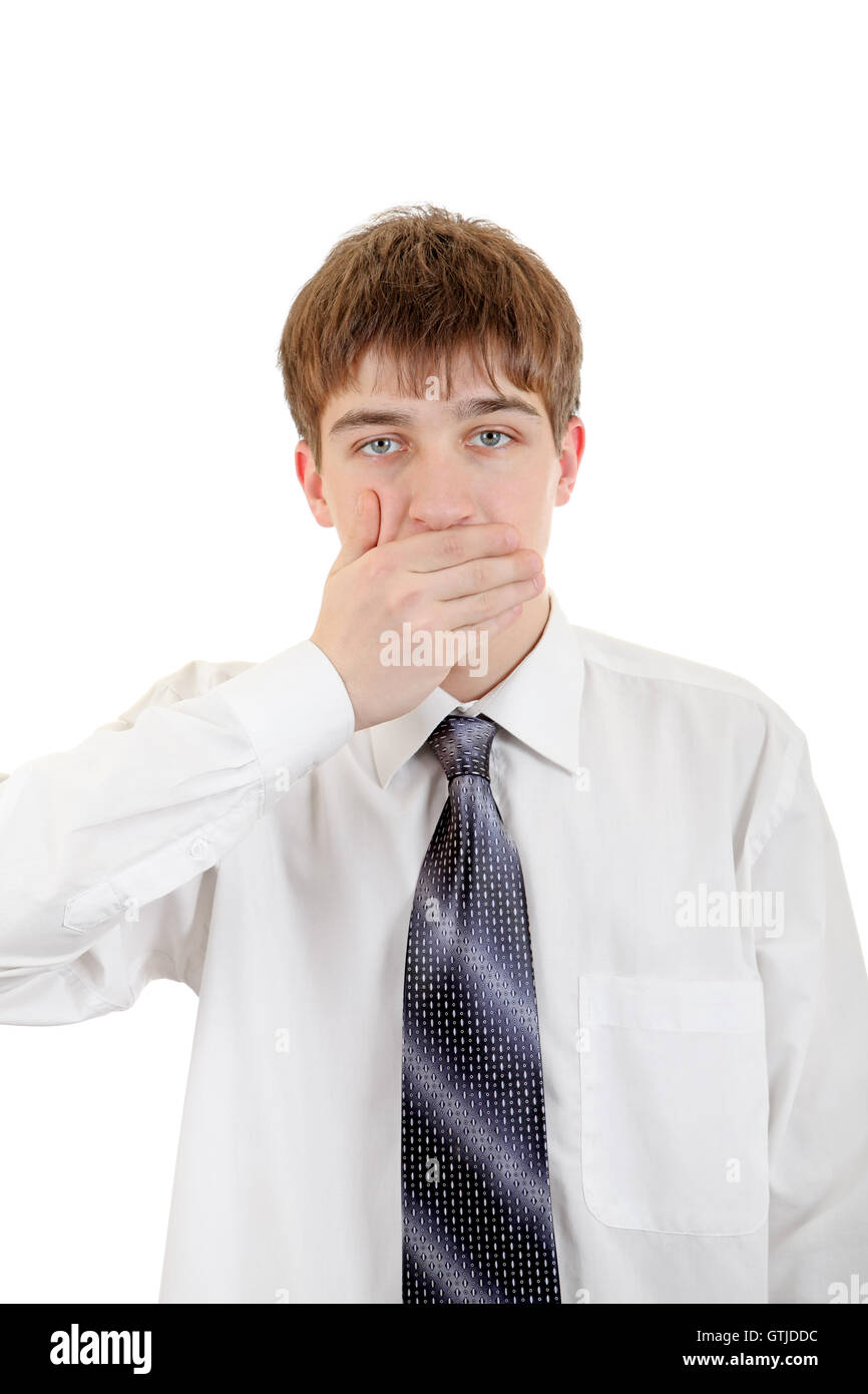 Teenager Close his Mouth Stock Photo - Alamy