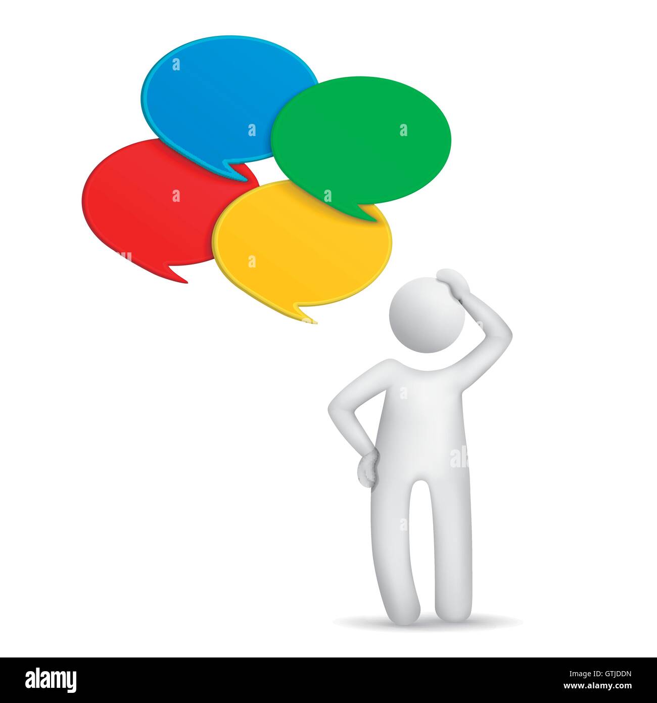 Cartoon figure thinking cloud 3d Stock Vector Images - Alamy