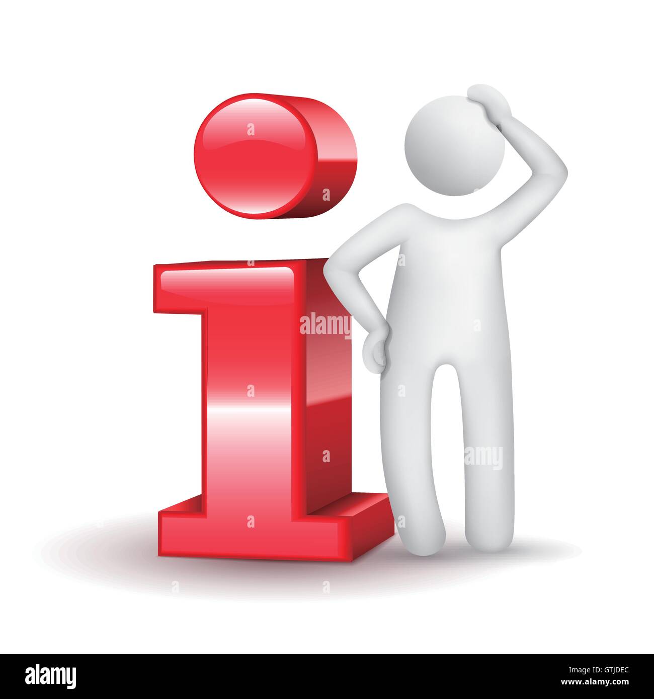 3d man thinking with an information icon isolated white background ...