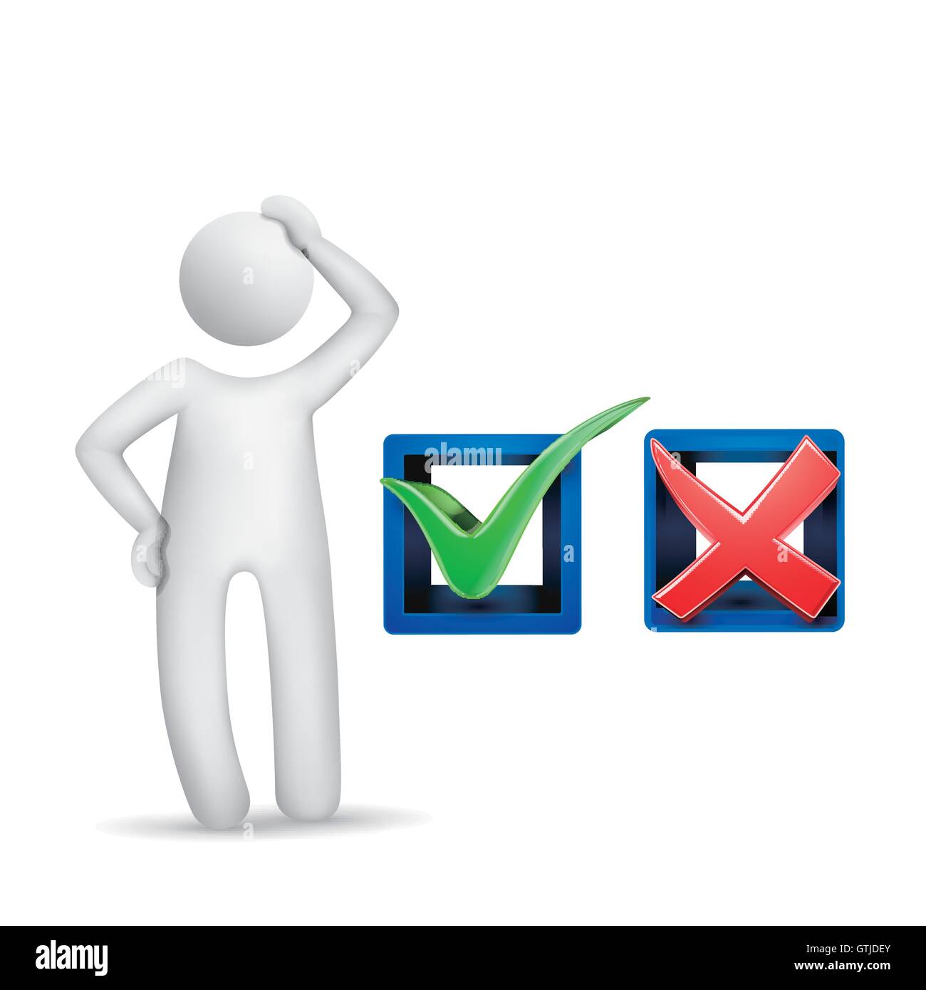 3d human character with check mark symbols isolated on white background ...