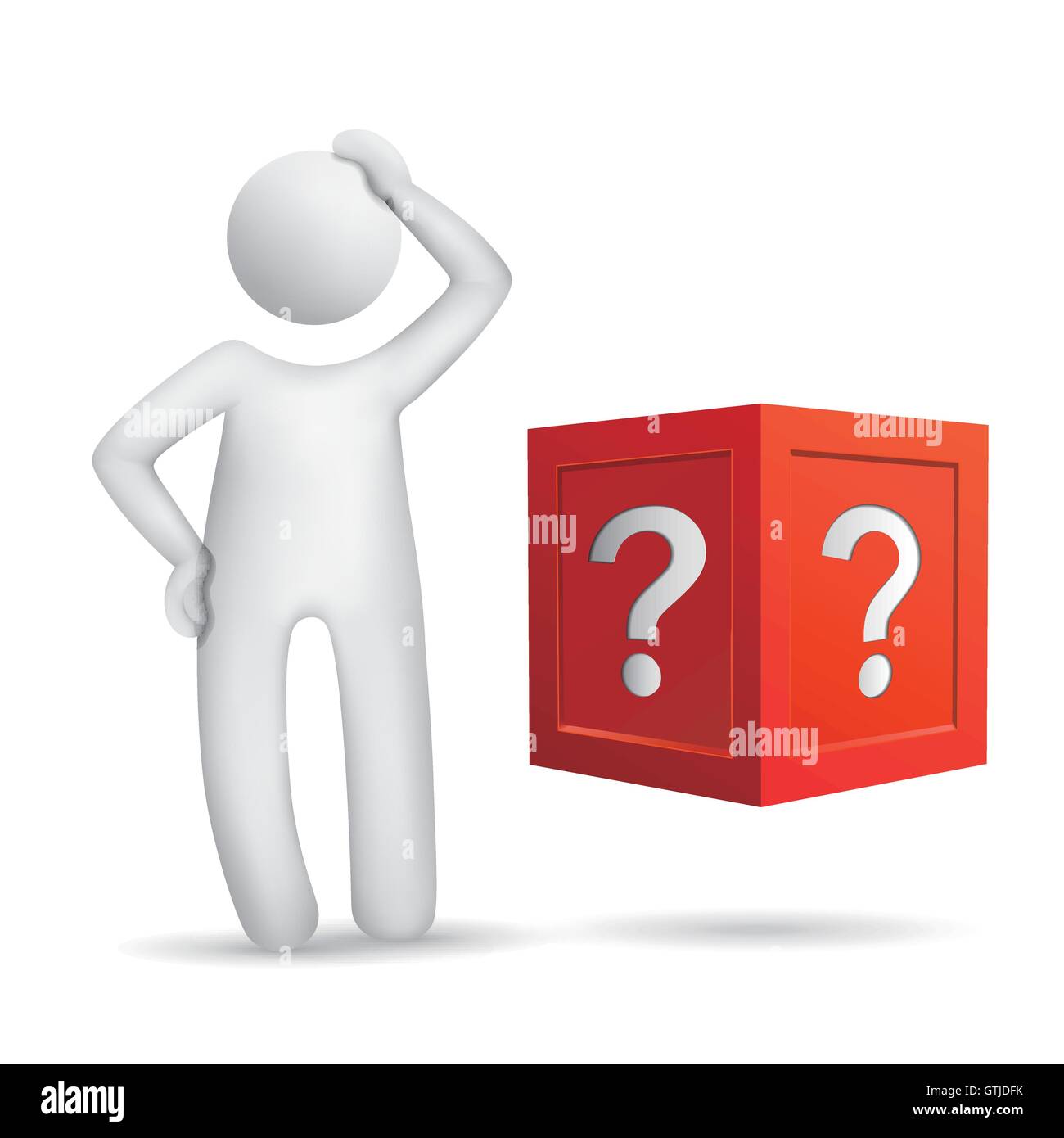 3d people standing in front of the question box isolated white ...