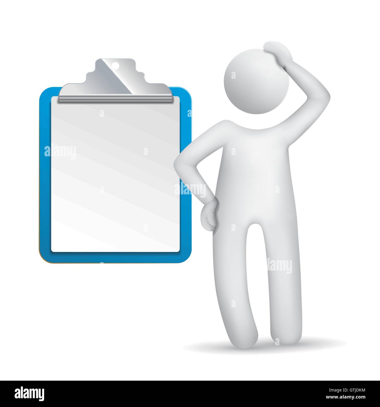 3d man thinking with the note isolated white background Stock Vector ...