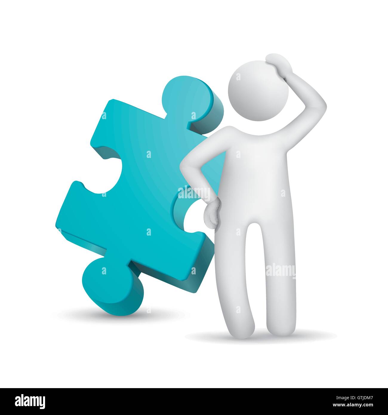 3d man thinking with a puzzle isolated white background Stock Vector ...