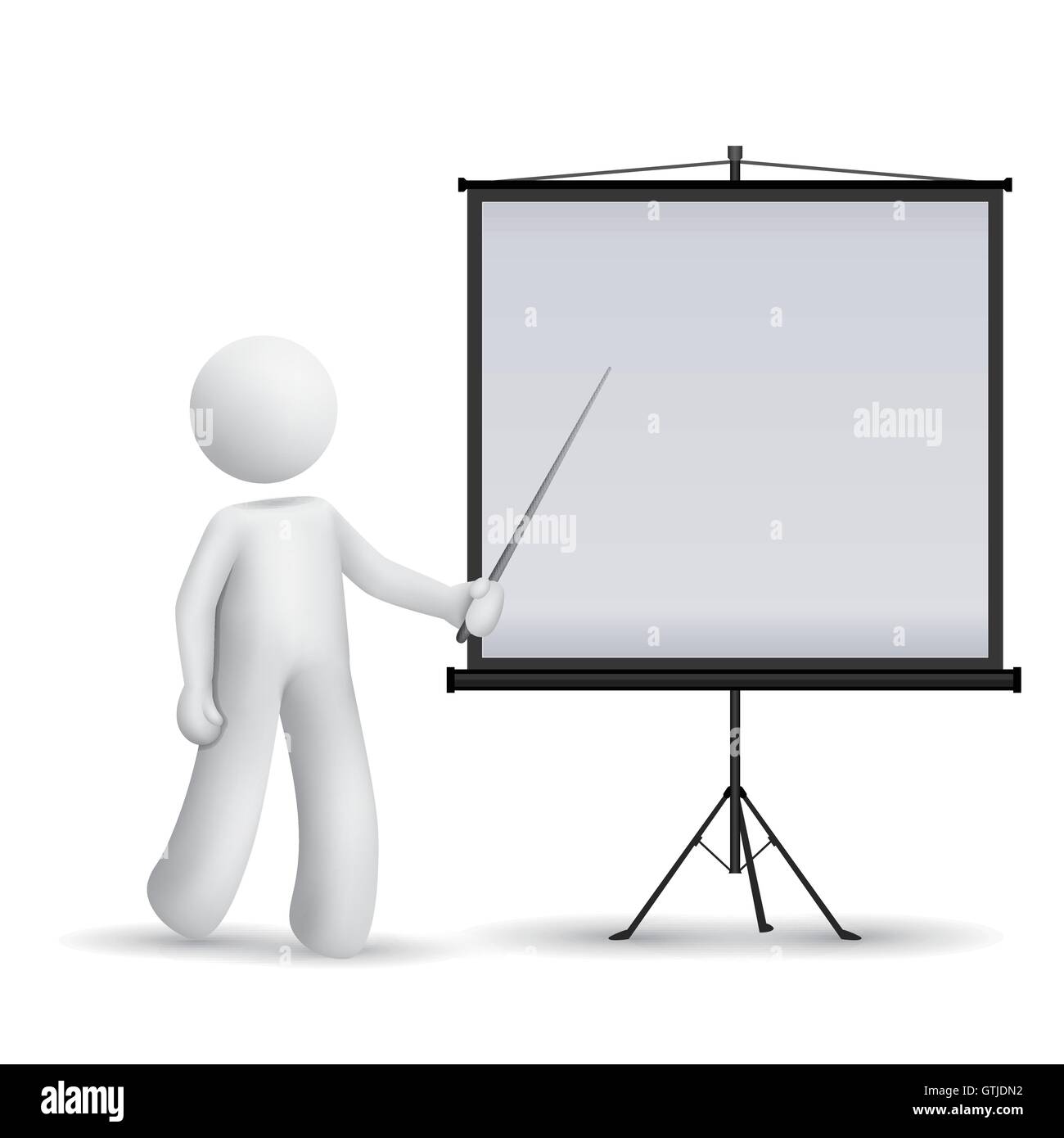 3d man introducing something at a projector isolated white background ...