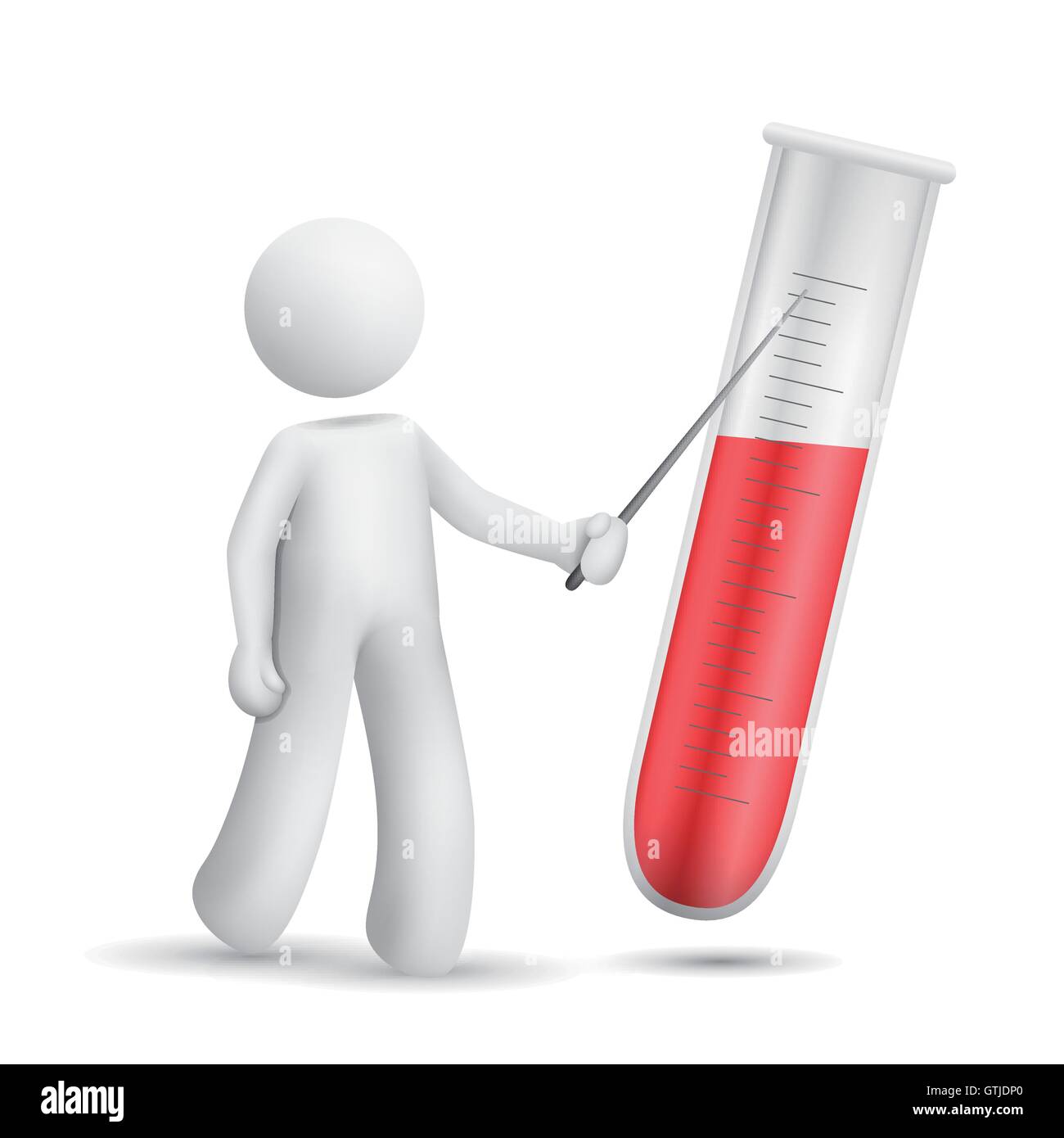 3d person pointing at a test tube isolated white background Stock ...