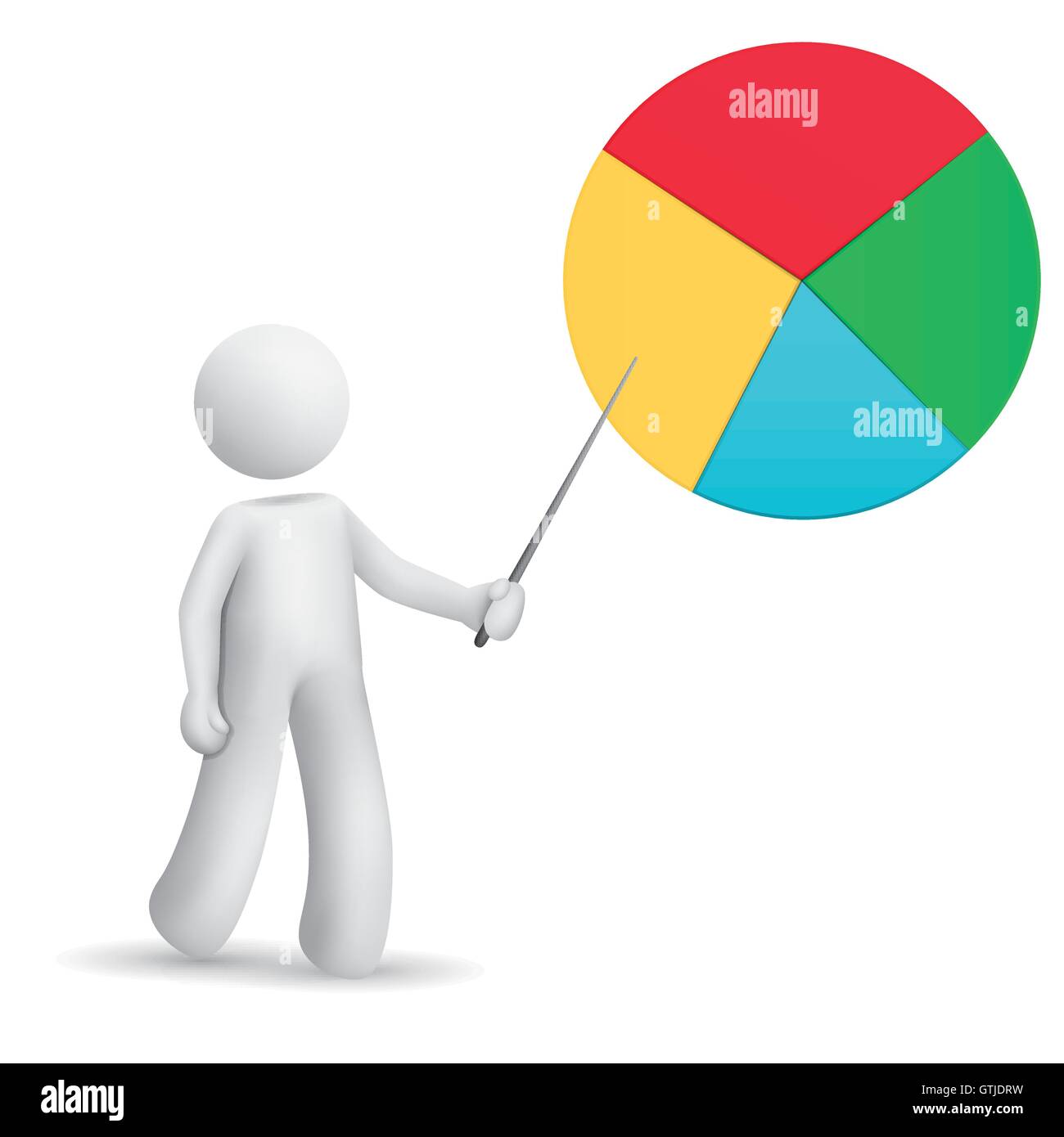 3d man is explaining the pie chart isolated white background Stock ...
