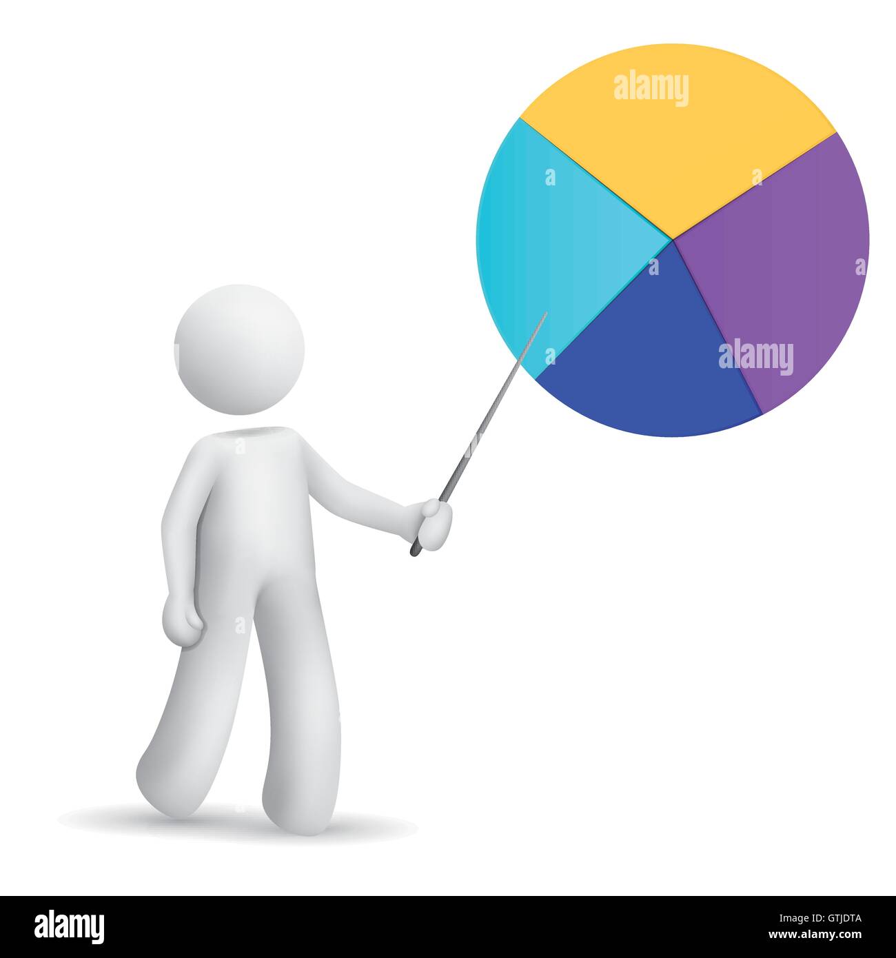 3d man is explaining the pie chart isolated white background Stock ...