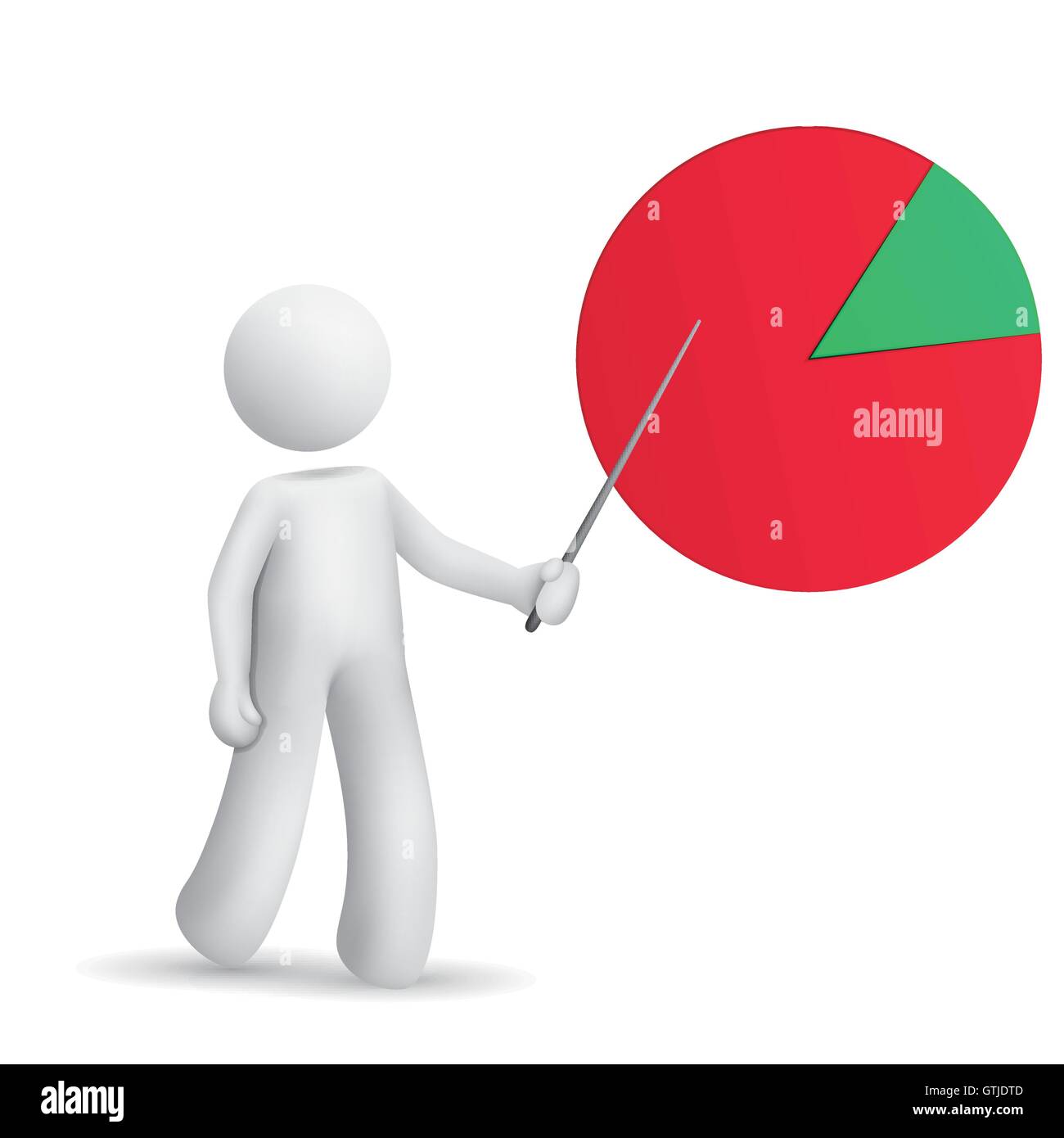3d man is explaining the pie chart isolated white background Stock ...