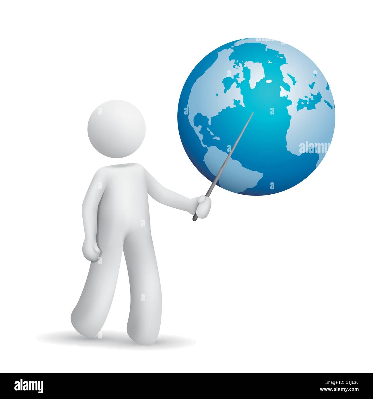 3d man is explaining the earth isolated white background Stock Vector ...