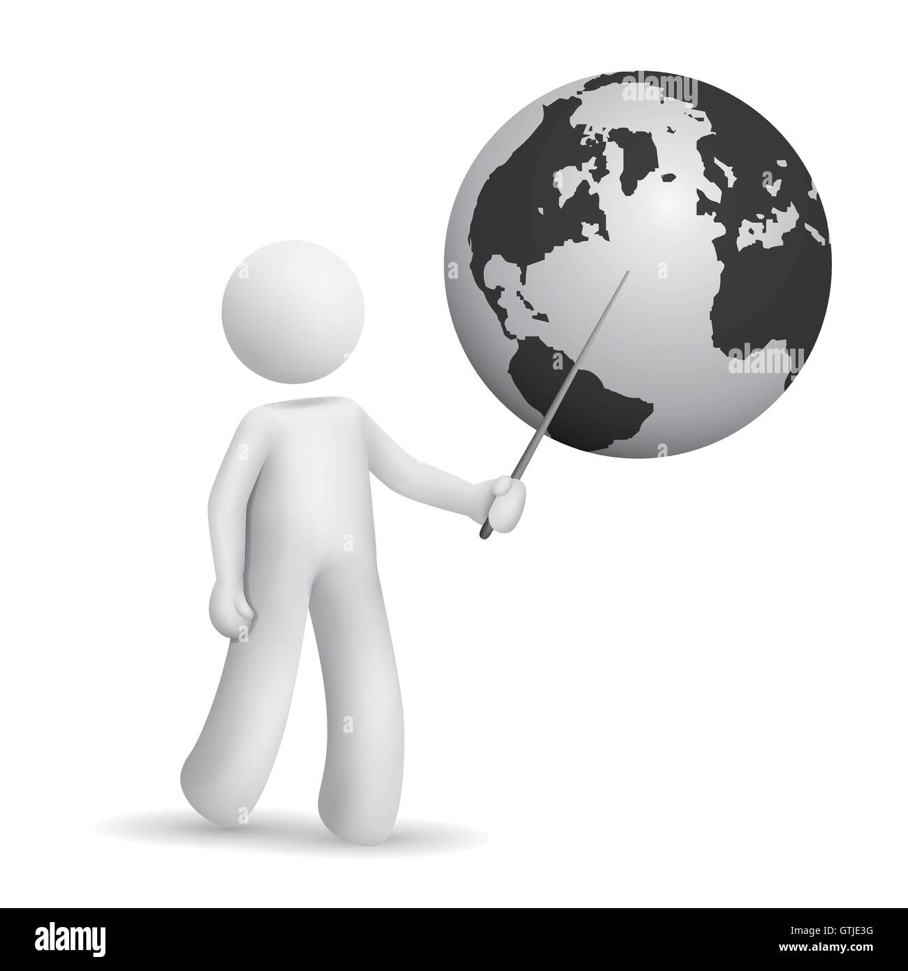 3d man is explaining the earth isolated white background Stock Vector ...