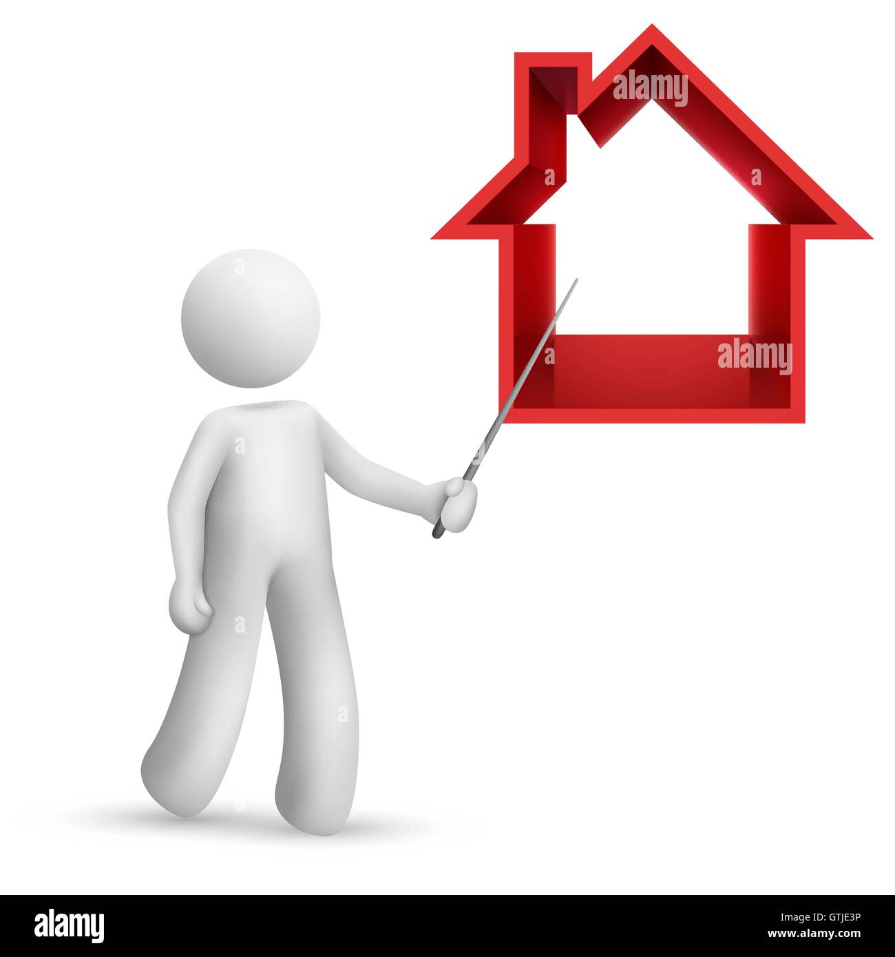 3d man is explaining the house isolated white background Stock Vector ...