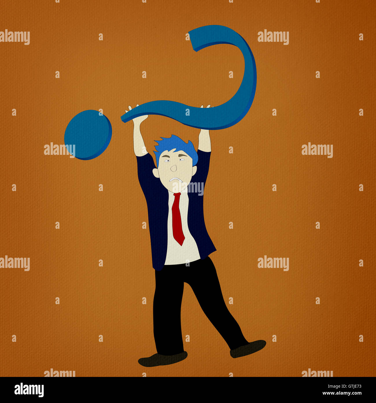 Human character and question mark Stock Photo - Alamy