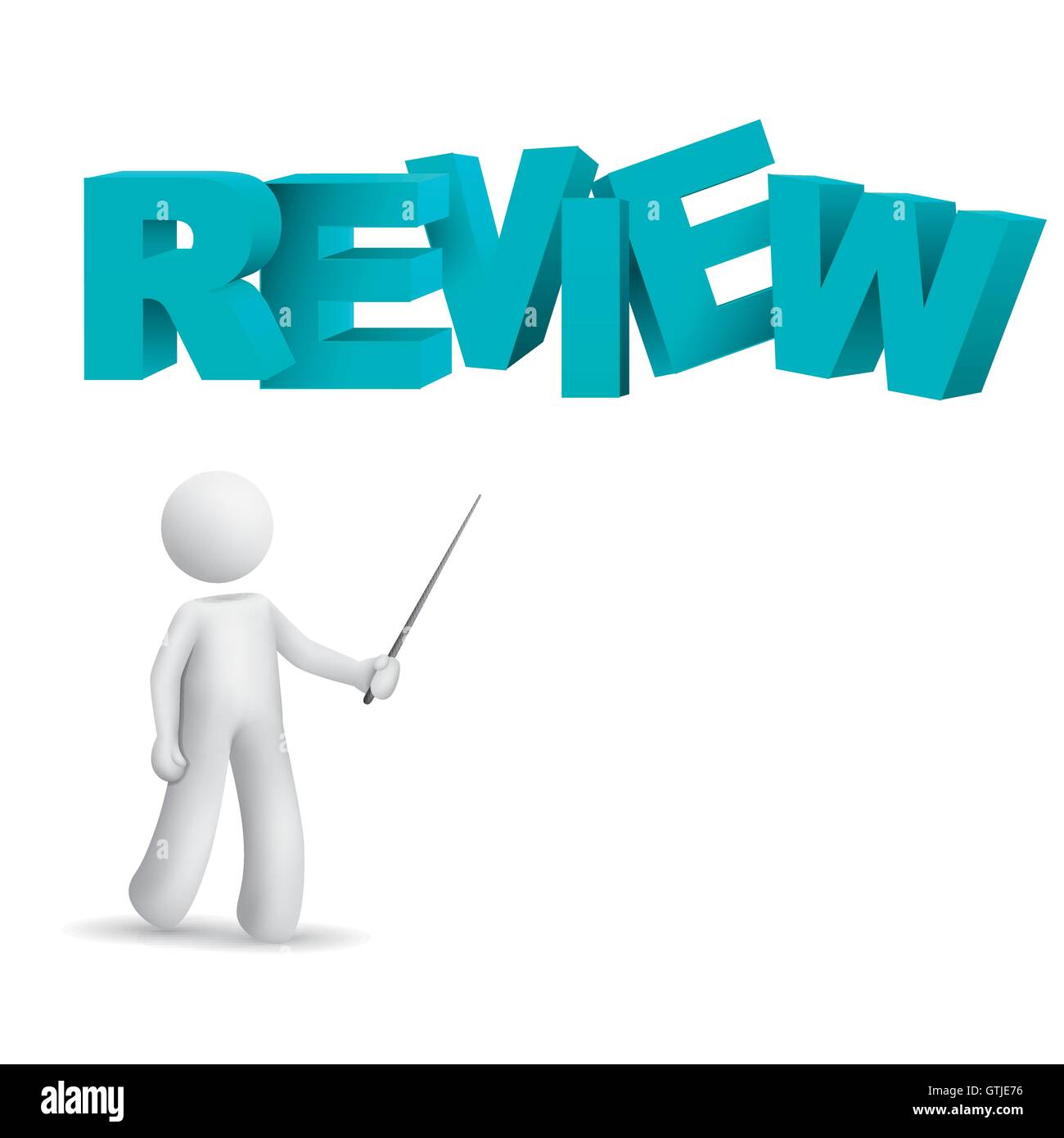 3d person pointing at a word "review" isolated white background Stock ...