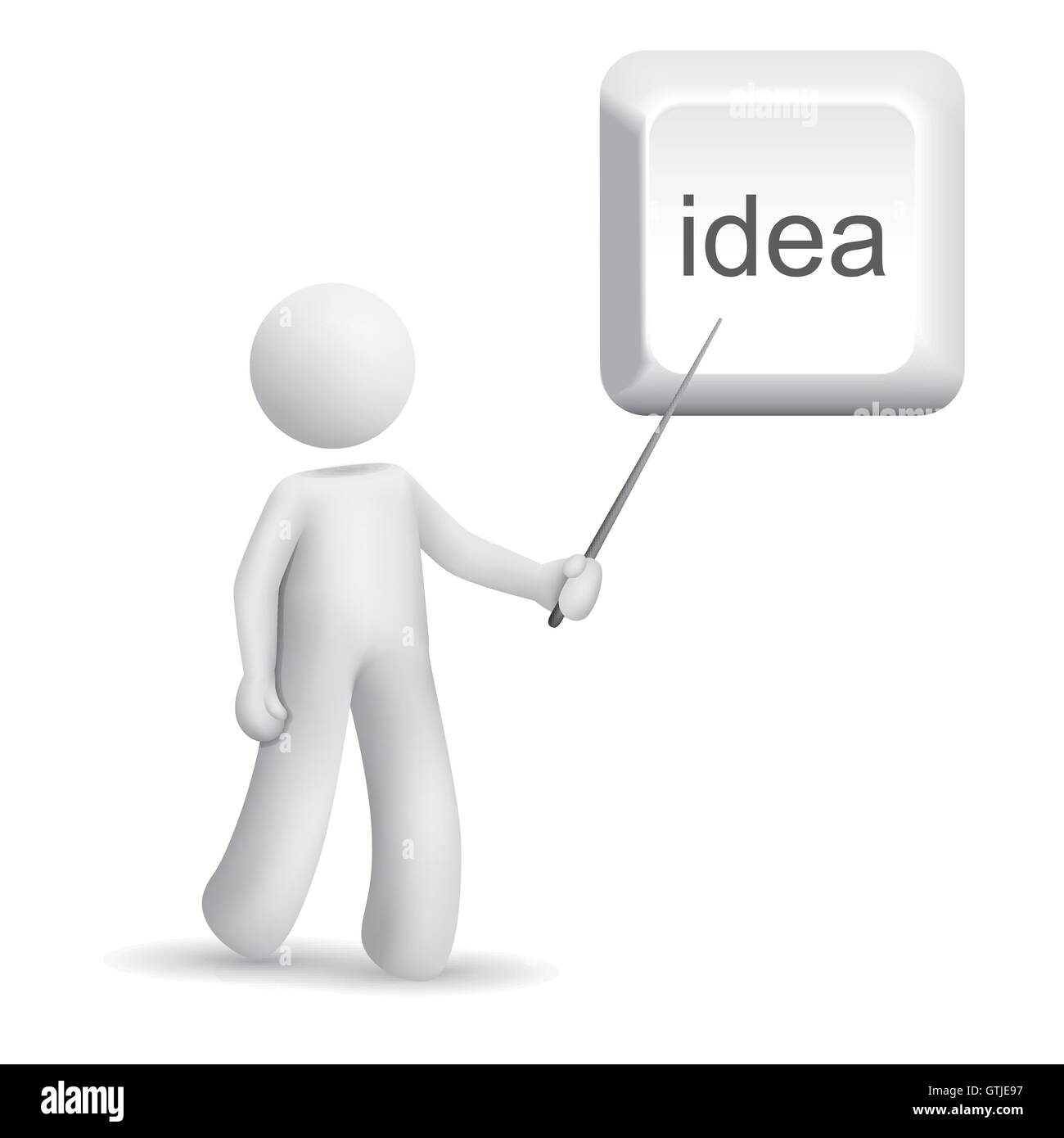 3d person pointing at an idea button isolated white background Stock ...
