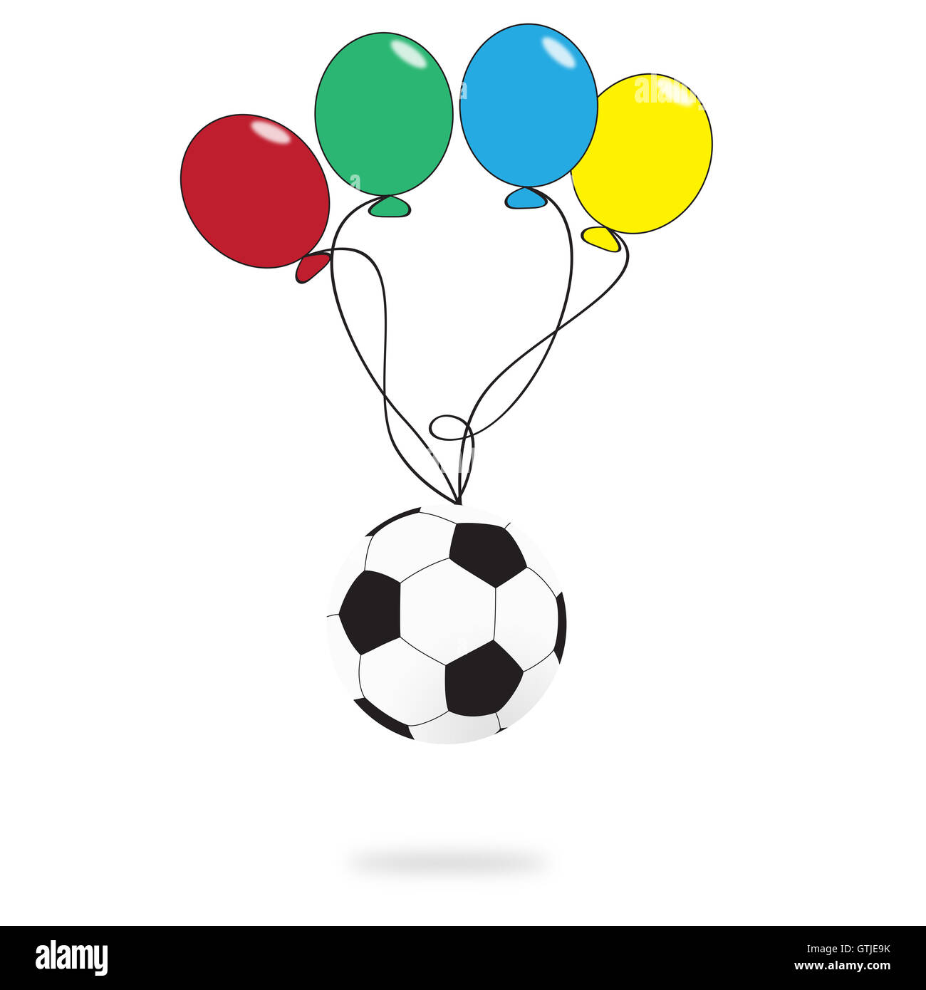 Football with balloon on white background Stock Photo - Alamy