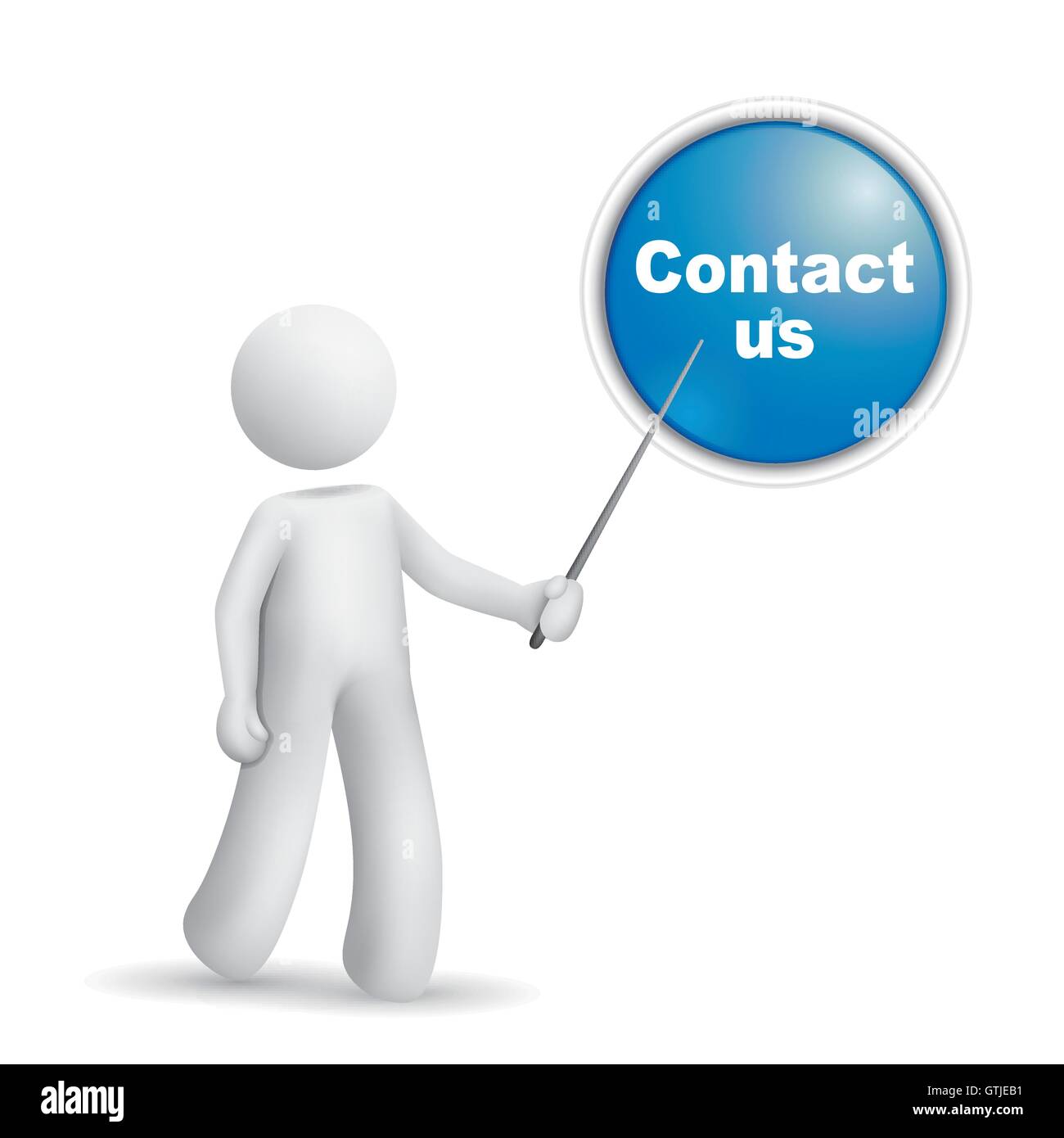 3d person pointing at a "contact us" button isolated white background ...