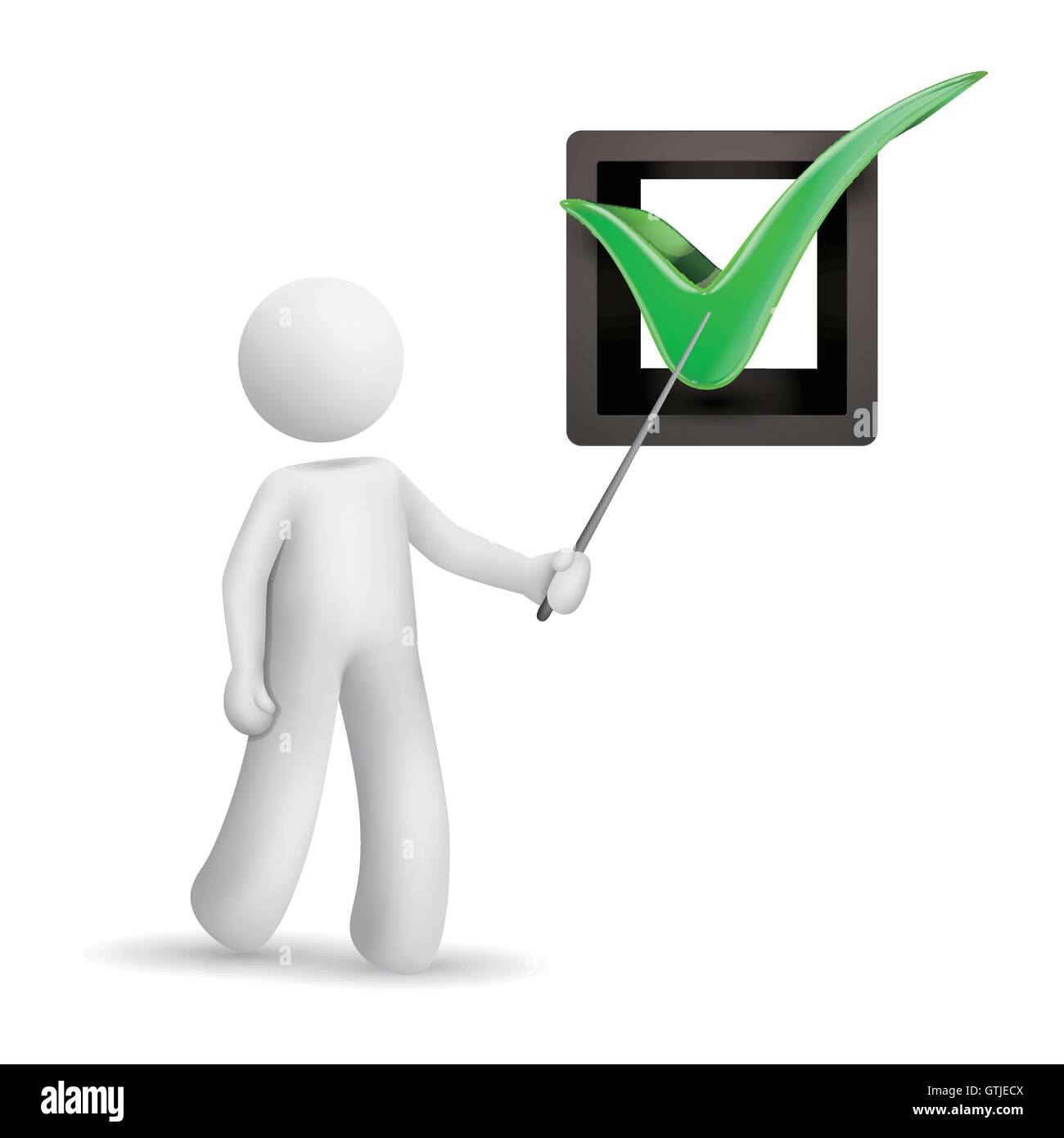 3d person pointing at a check mark isolated white background Stock ...