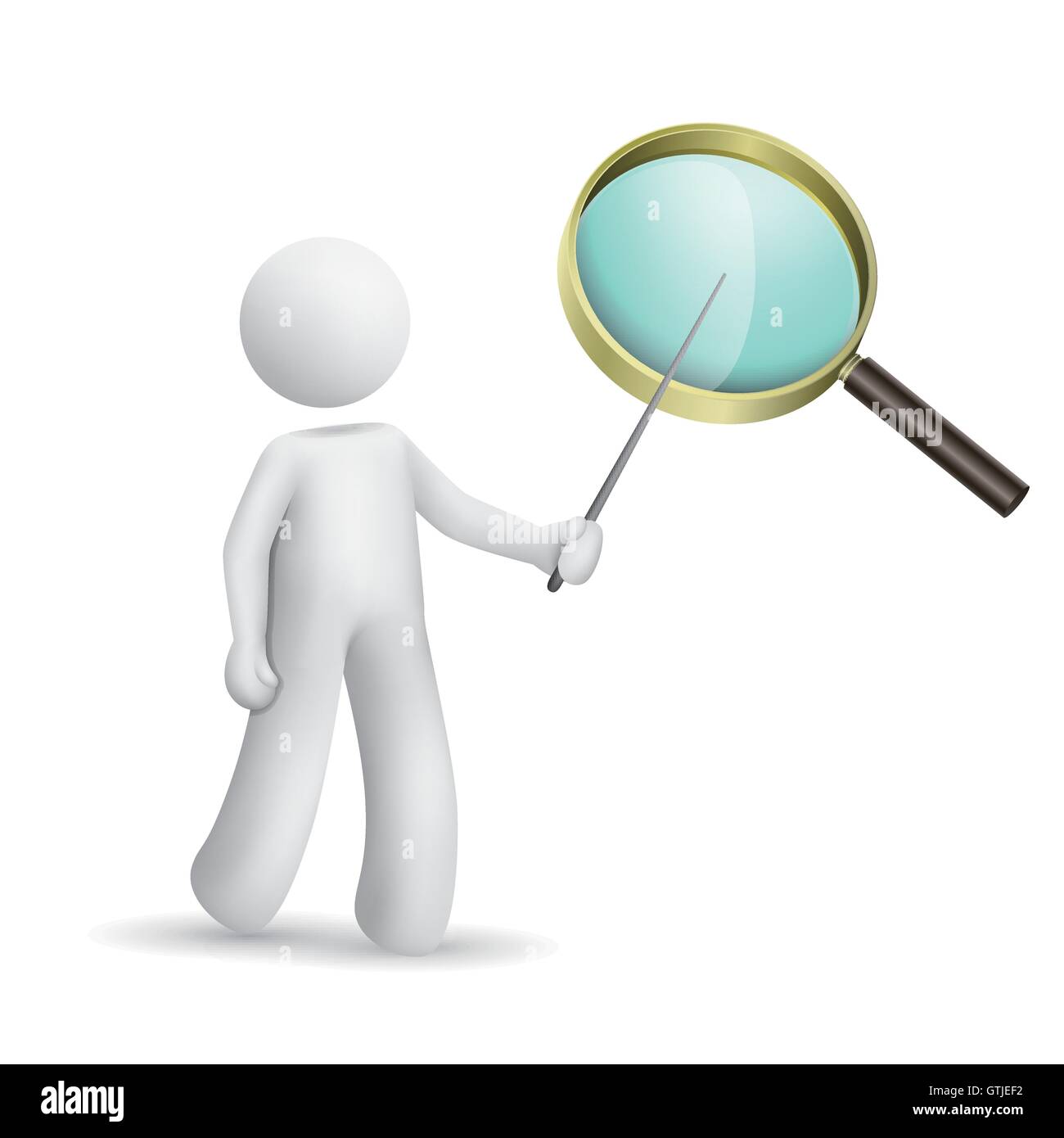 3d person pointing at a magnifier isolated white background Stock ...