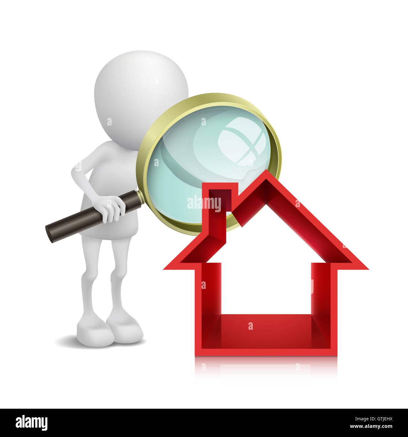 3d man magnifying glass house Stock Vector Images - Alamy